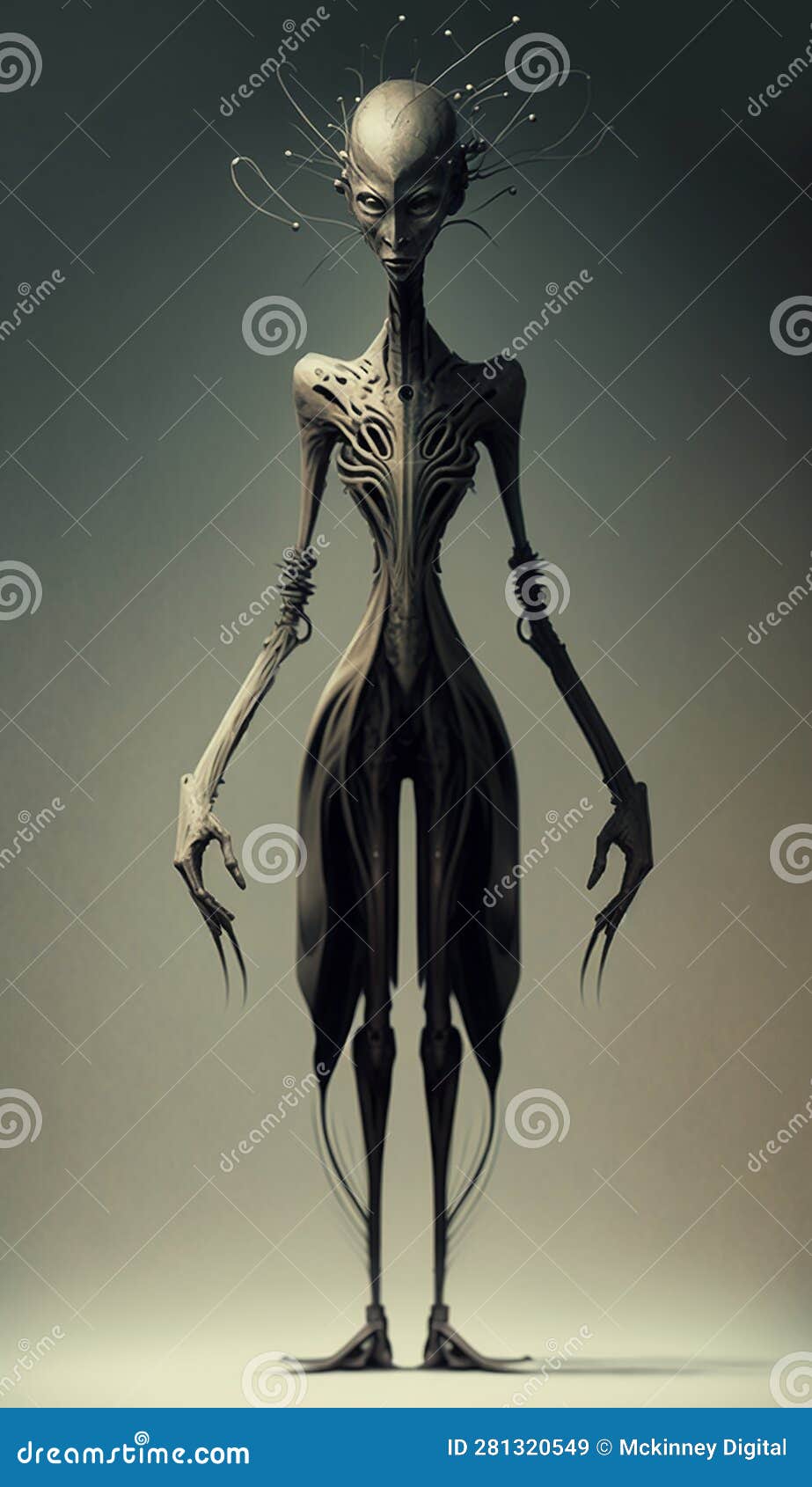 Long, Skinny, Alien Style Figure. Created Using Ai Generative. Stock ...