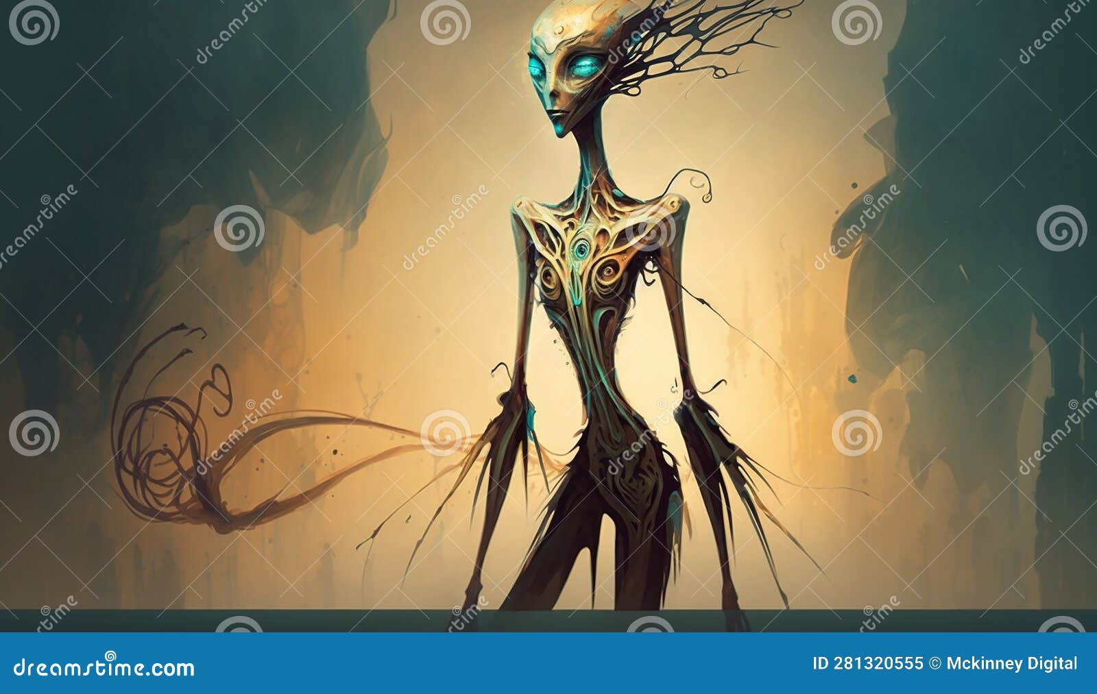 Long, Skinny, Alien Style Figure. Created Using Ai Generative. Stock ...