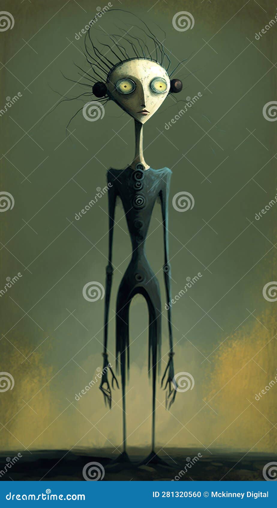 Long, Skinny, Alien Style Figure. Created Using Ai Generative. Stock ...