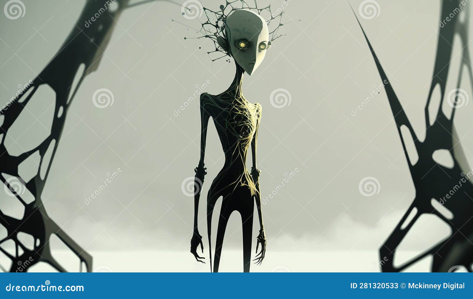 Long, Skinny, Alien Style Figure. Created Using Ai Generative. Stock ...