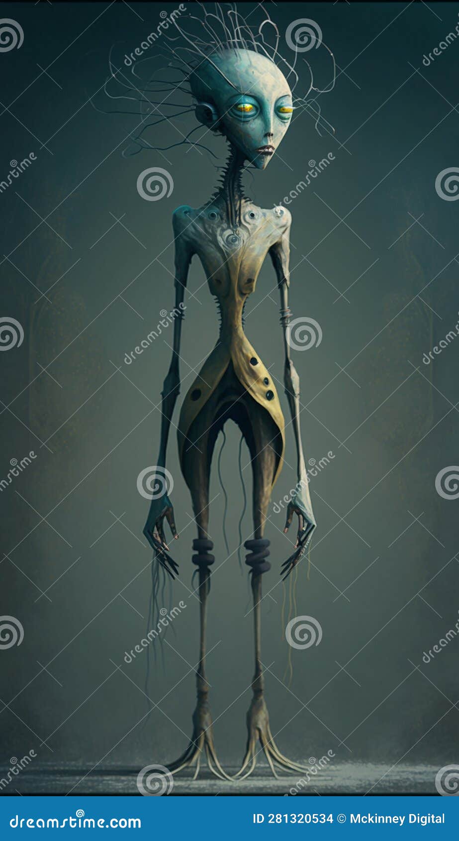 Long, Skinny, Alien Style Figure. Created Using Ai Generative. Stock ...