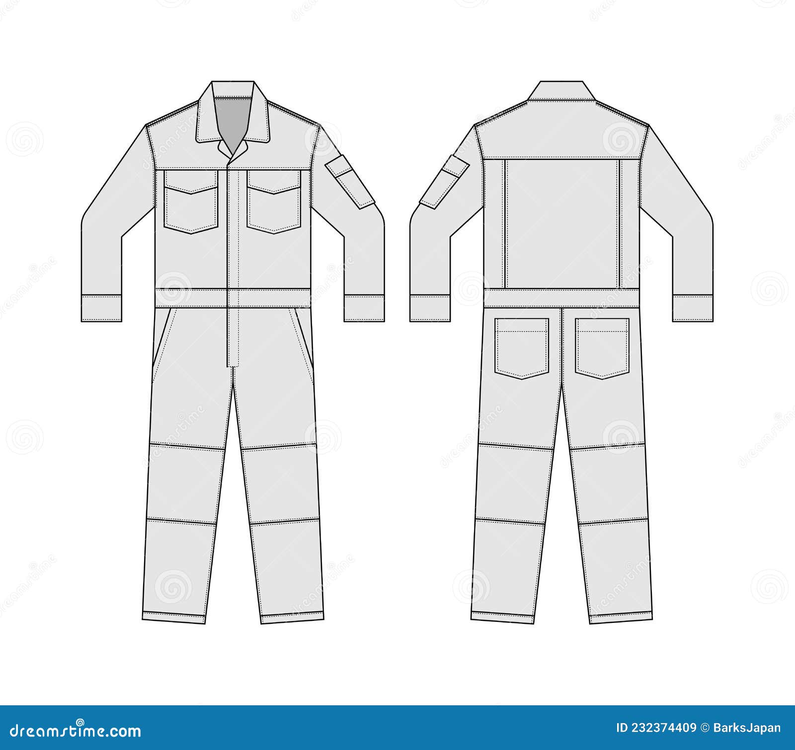 Boilersuit Coverall Dungaree Jumpsuit Technical Fashion Illustration ...