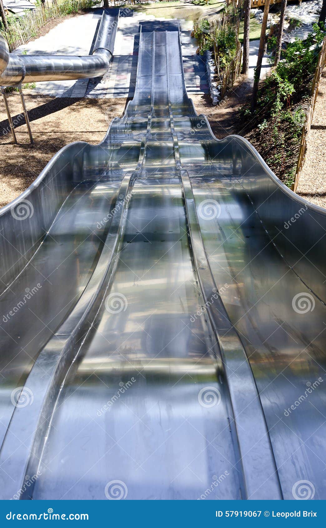 Long Slide Made from Stainless Steel Stock Image - Image of stainless ...