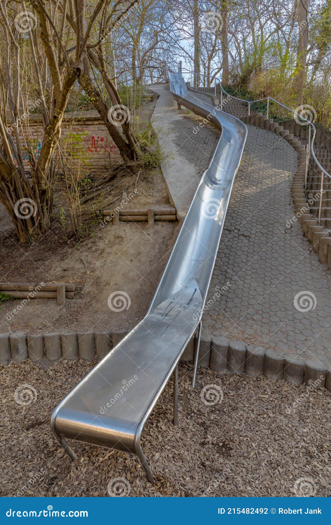 Long Slide in a Playground in Germany Stock Photo - Image of children ...