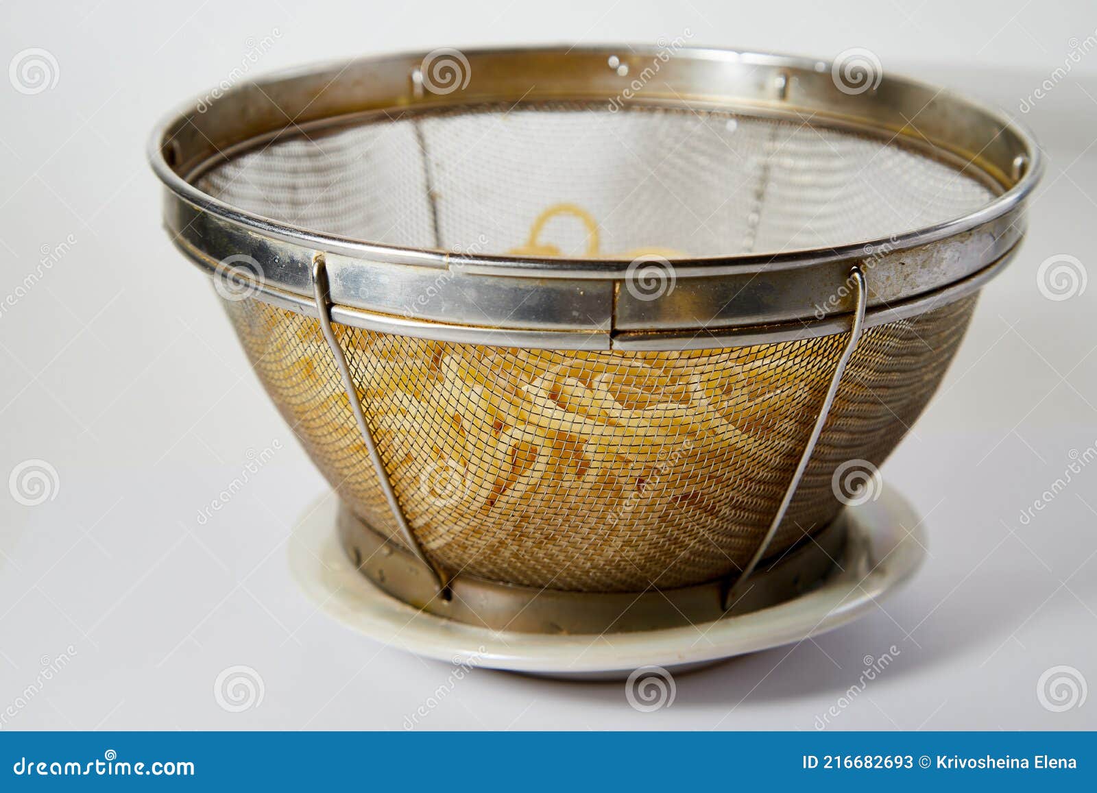 Long Spaghetti in an Iron Colander on a White Background Stock Image ...