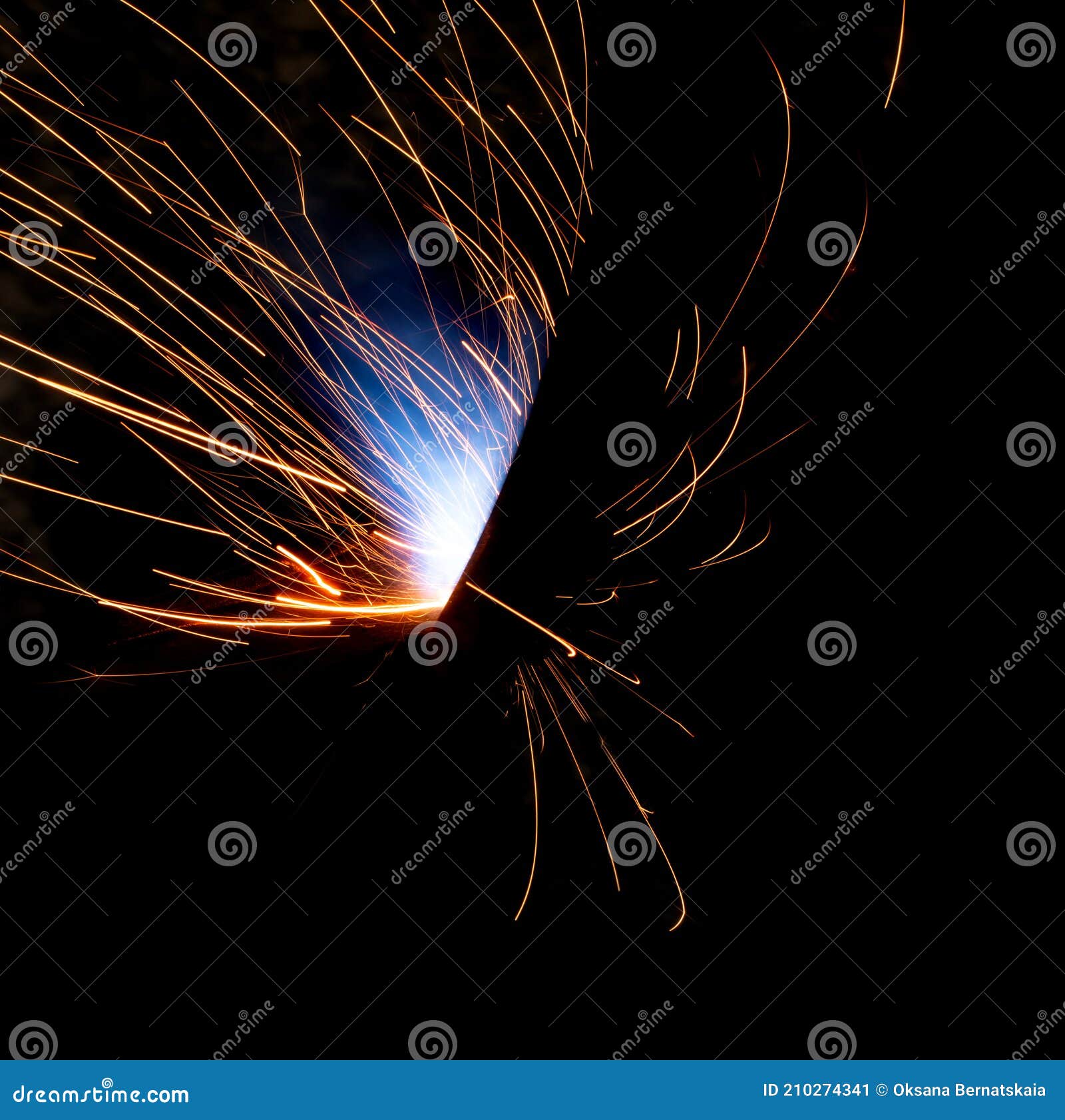 Long Sparks of Fire on a Black Background Stock Image - Image of ...