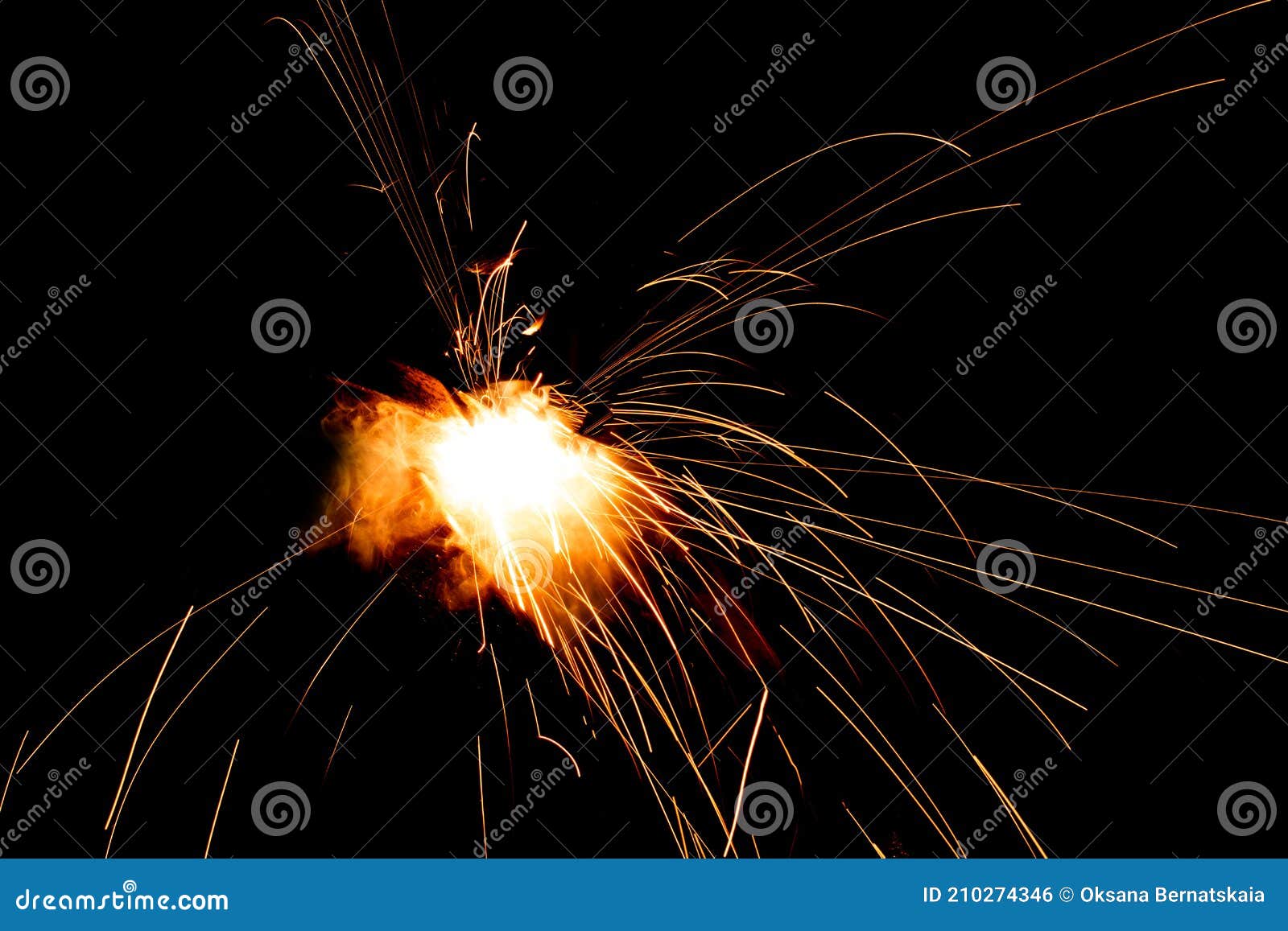 Long Sparks of Fire on a Black Background Stock Photo - Image of blue ...