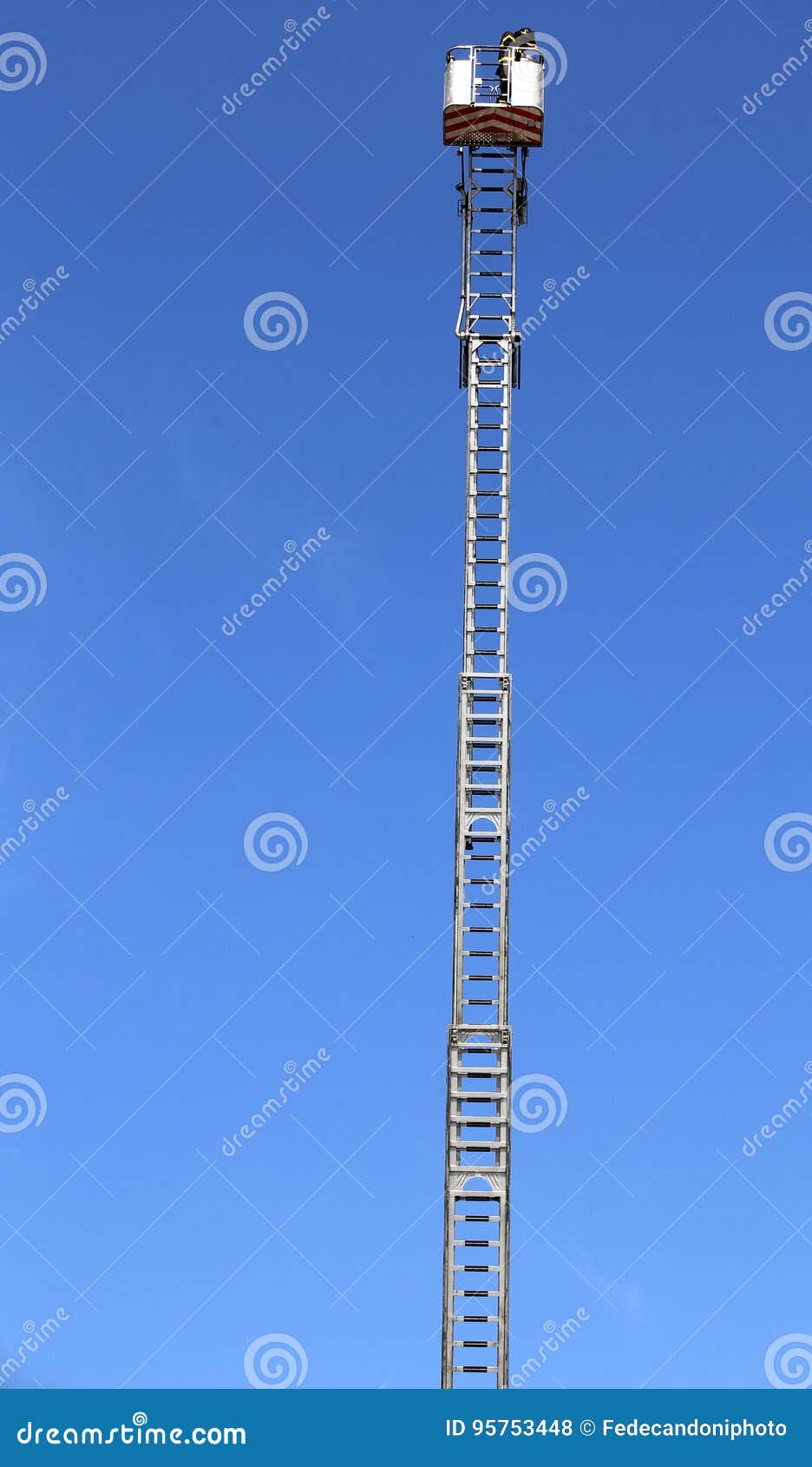Long Staircase with Metallic Basket during Fire Fighting Exercis Stock ...