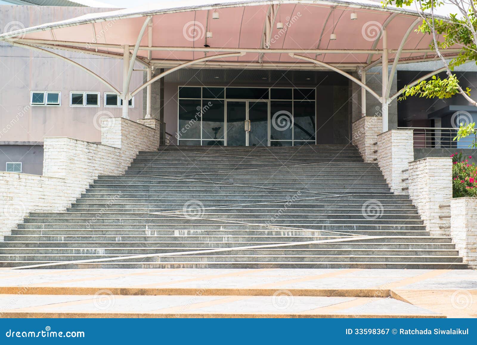 Long Stairs at Entrance of Building Stock Image - Image of background ...