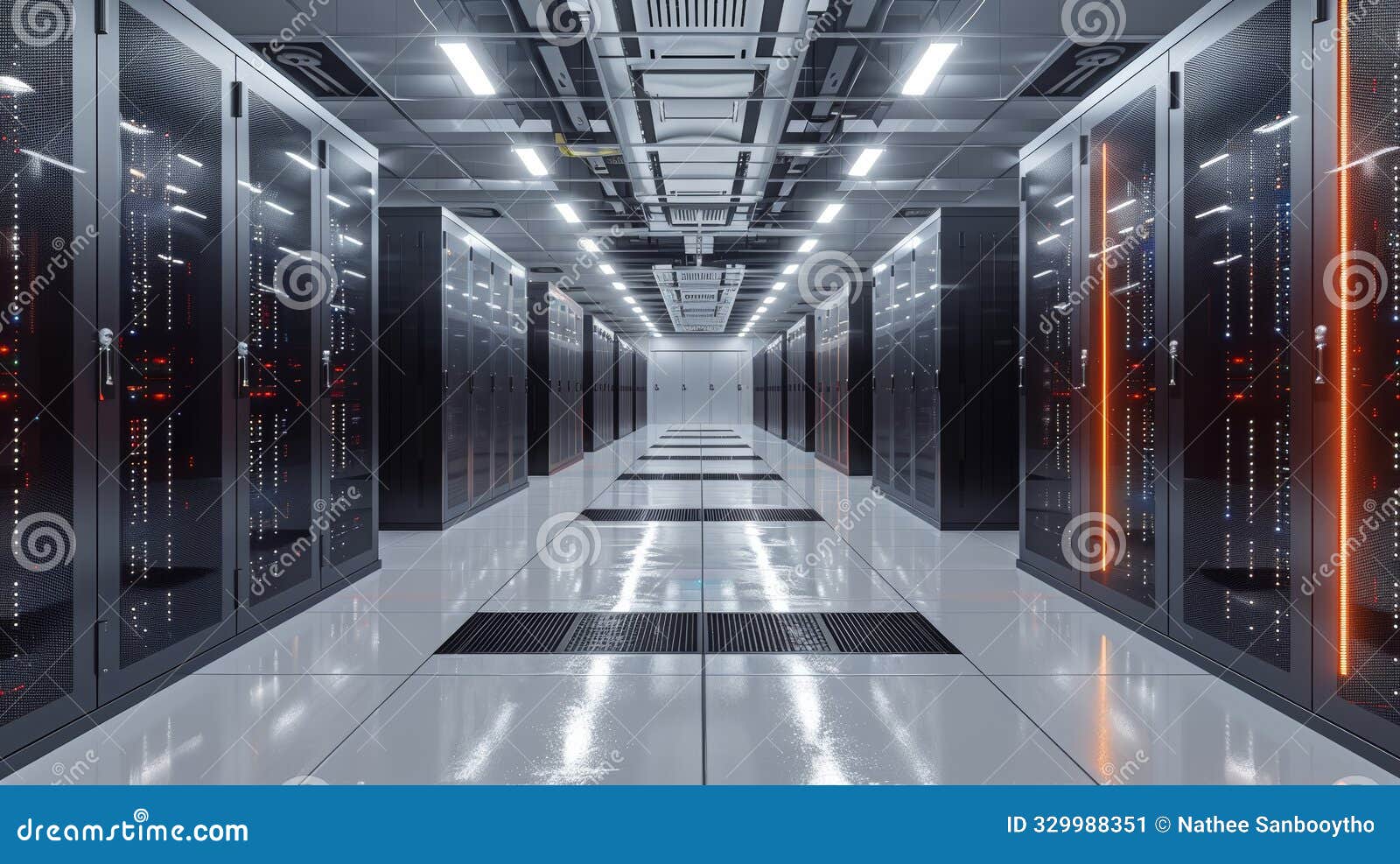 Powerful Servers Sit Behind Glass Panels In A Server Room Of A Data ...