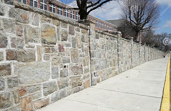 Long stone wall stock image. Image of wall, long, cement - 145324893