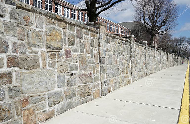 Long stone wall stock image. Image of wall, long, cement - 145324893