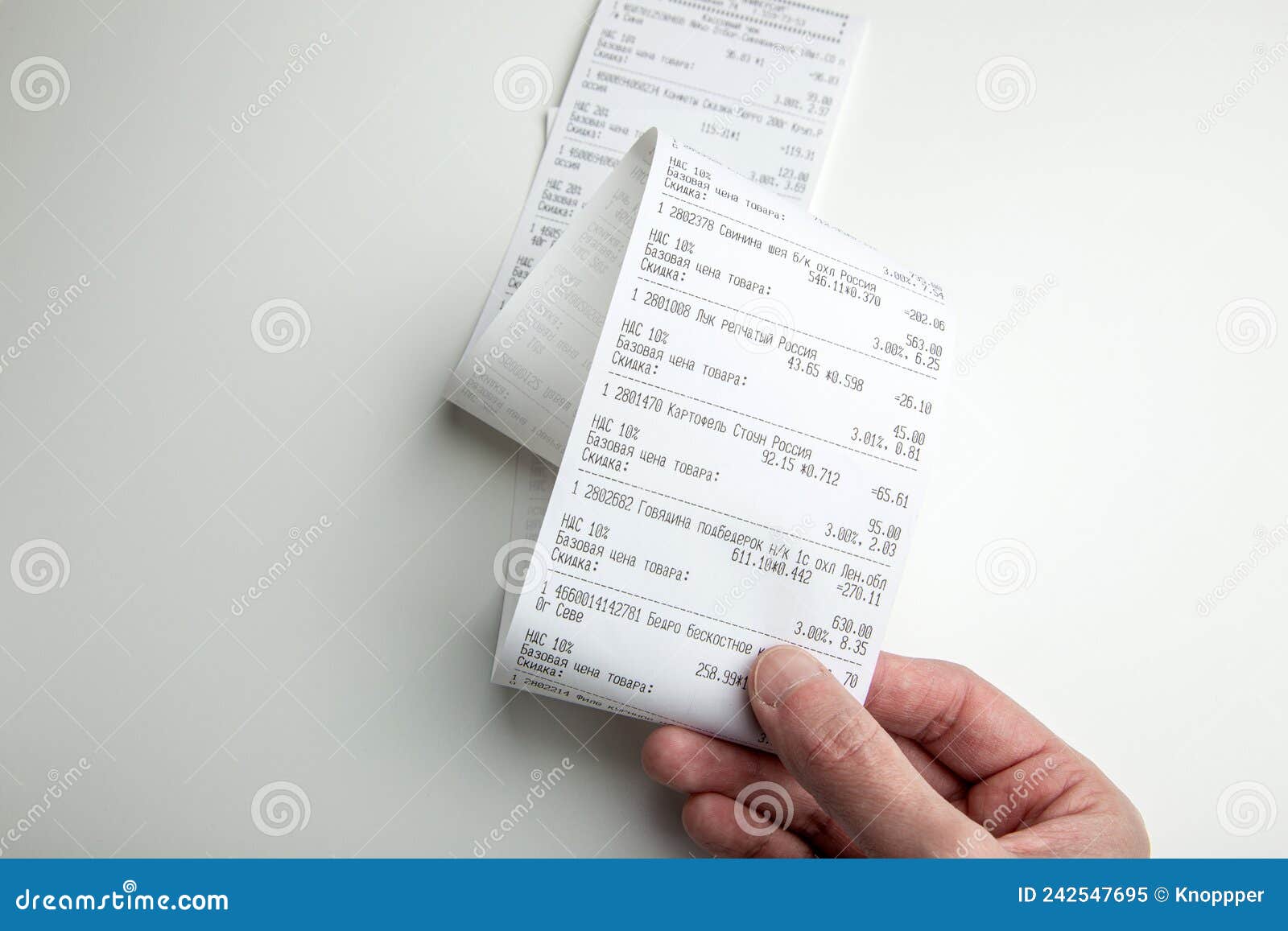 A Long Store Receipt in Hand, Food Expenditure Analysis Stock Image ...