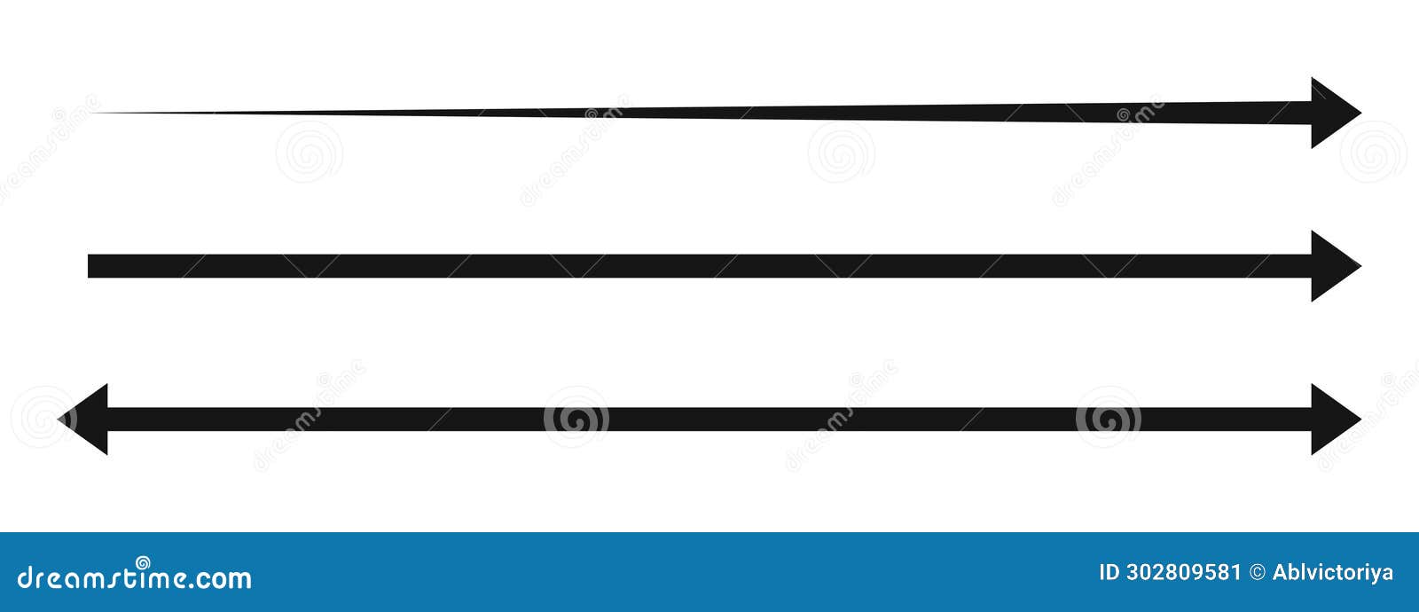 Long Straight Arrow and Double Arrow Icons. Black Horizontal Pointer ...