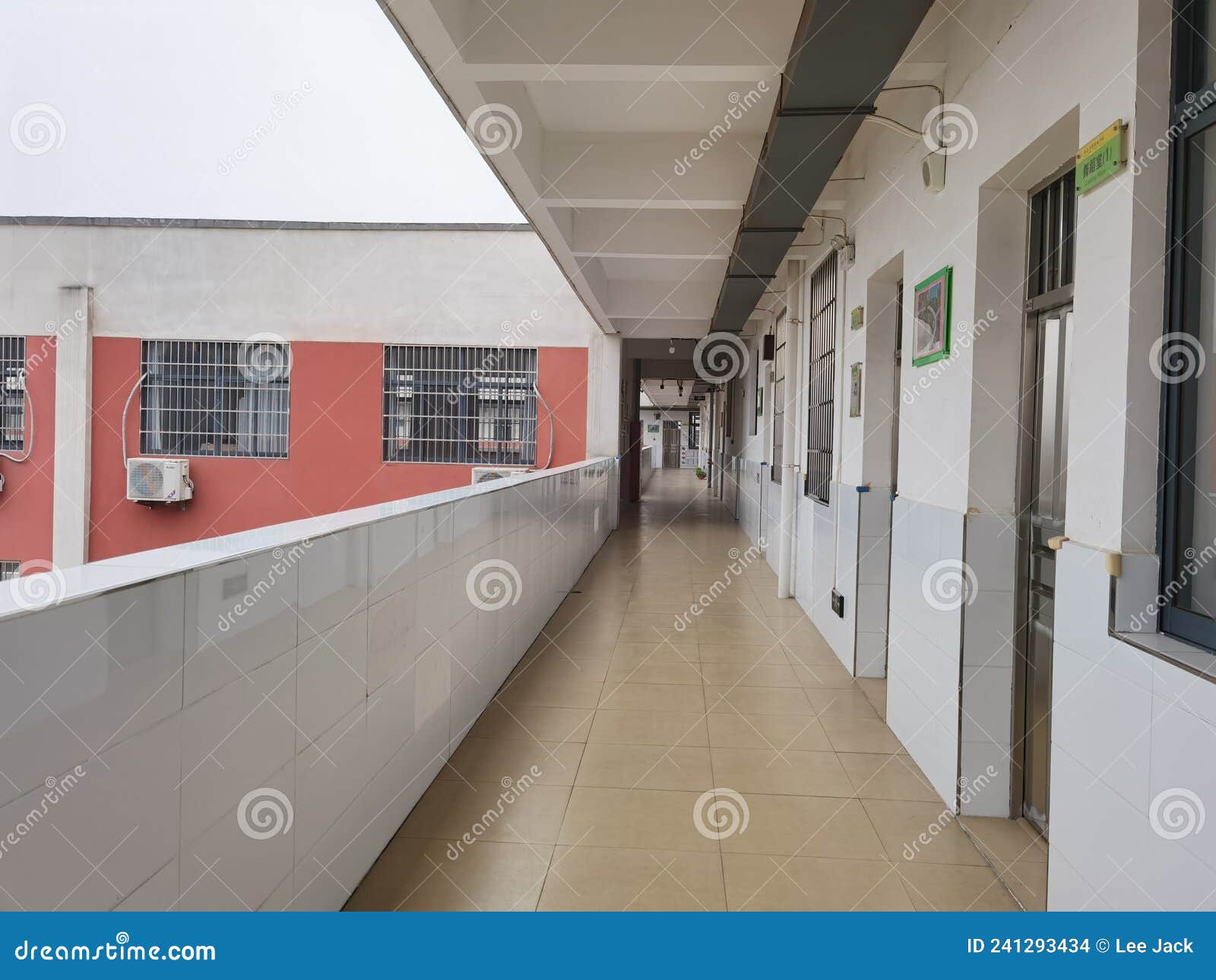 Long Empty Corridor in High School Building Editorial Stock Image ...