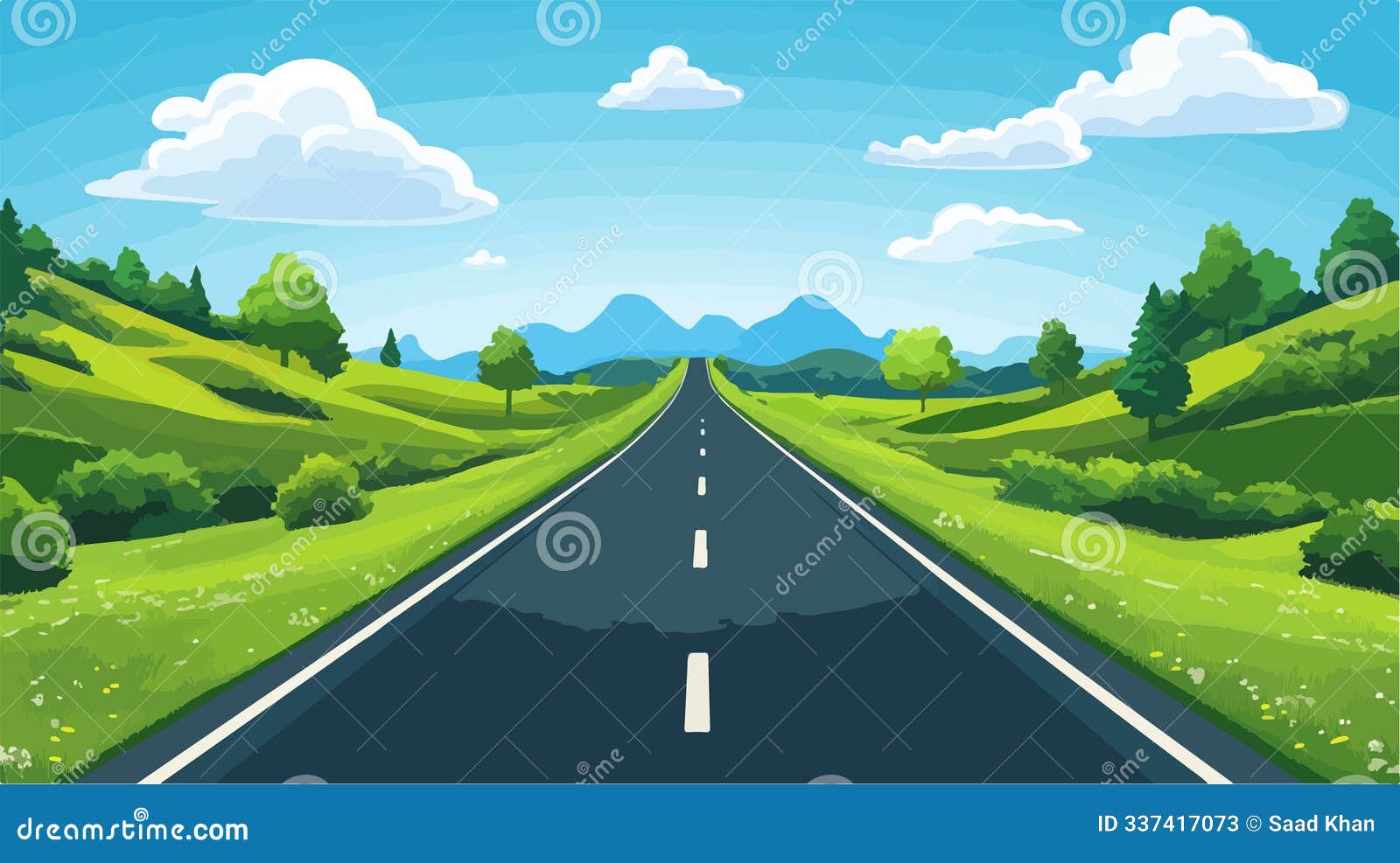 Long Straight Road stock vector. Illustration of clear - 337417073