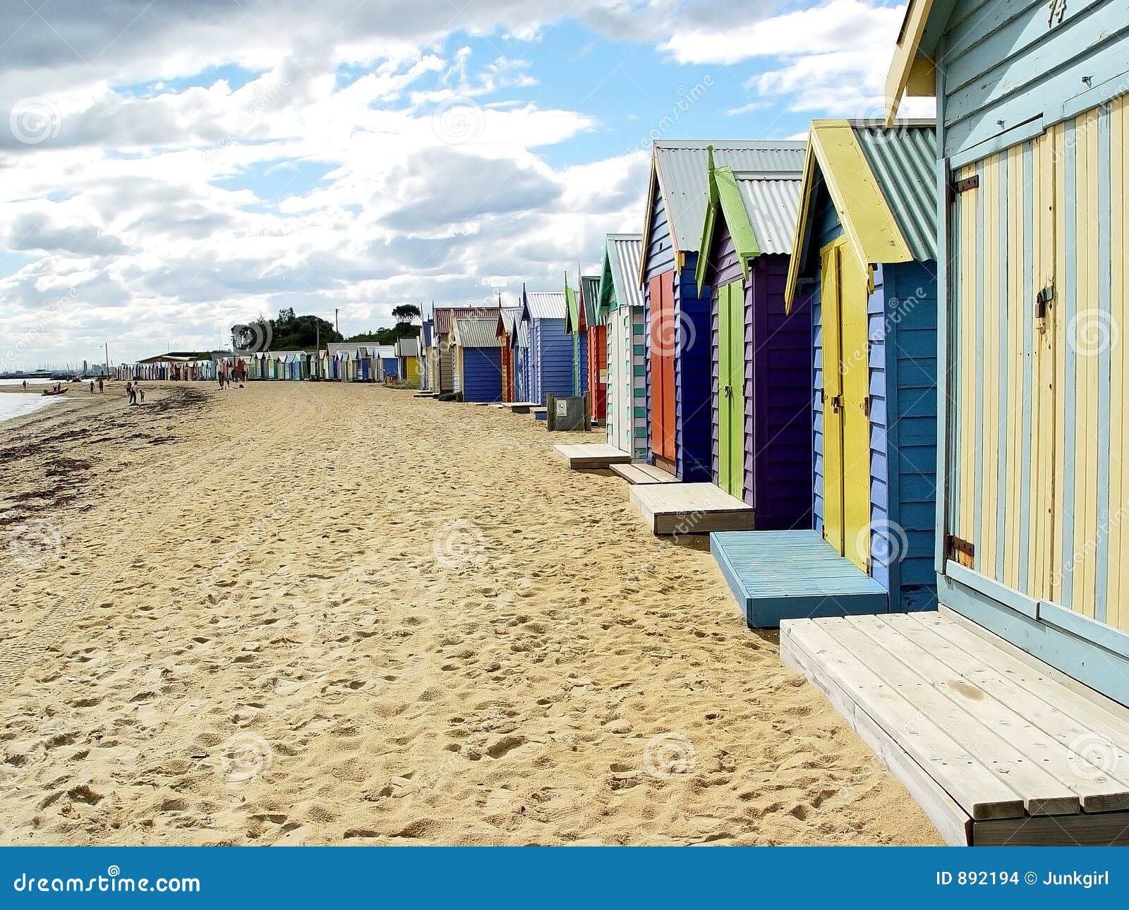 A Long Stretch of Beachhouses Stock Photo - Image of beachhut, bright ...
