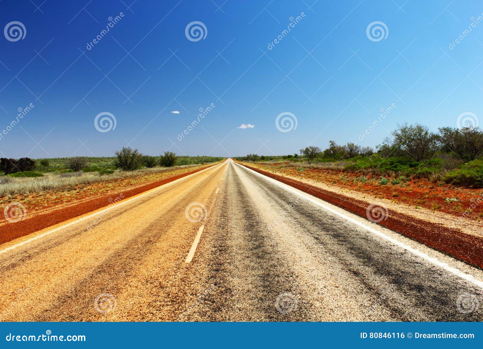 Long Stretch of Road through Australian Outback Stock Photo - Image of ...