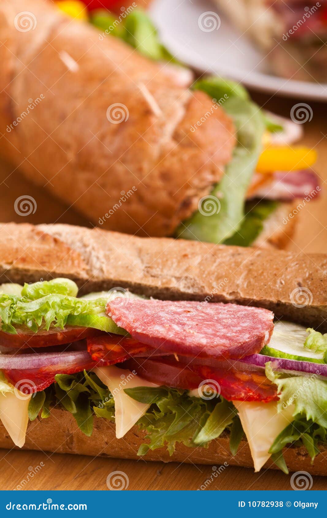 Long sub sandwiches stock photo. Image of healthy, plate - 10782938