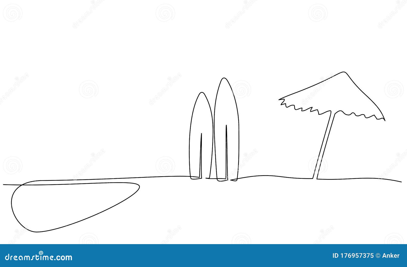 Long Surfboard Standing Up in Sand of Beach Stock Vector - Illustration ...