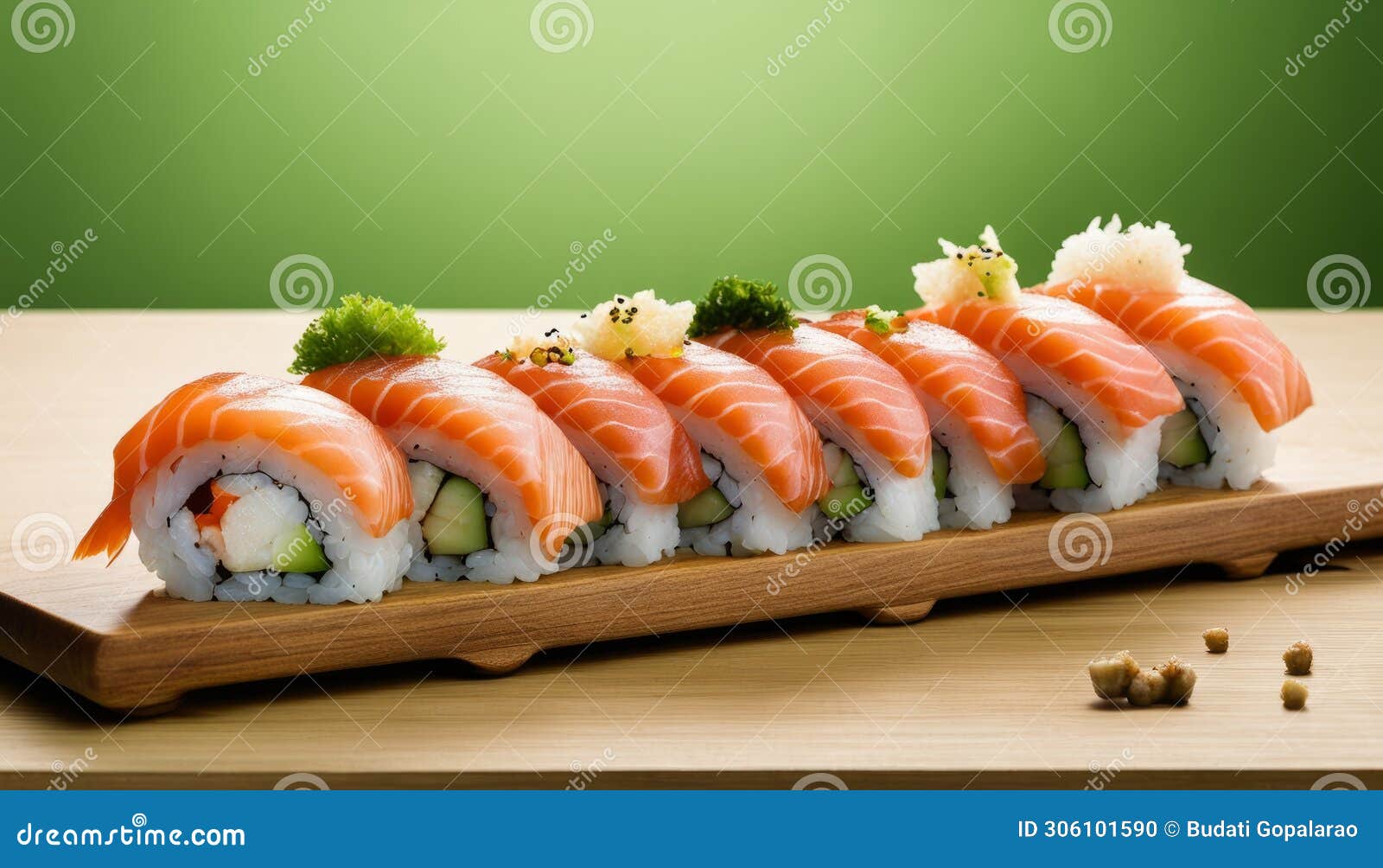 A Long Sushi Roll with Seaweed and Rice Stock Illustration ...