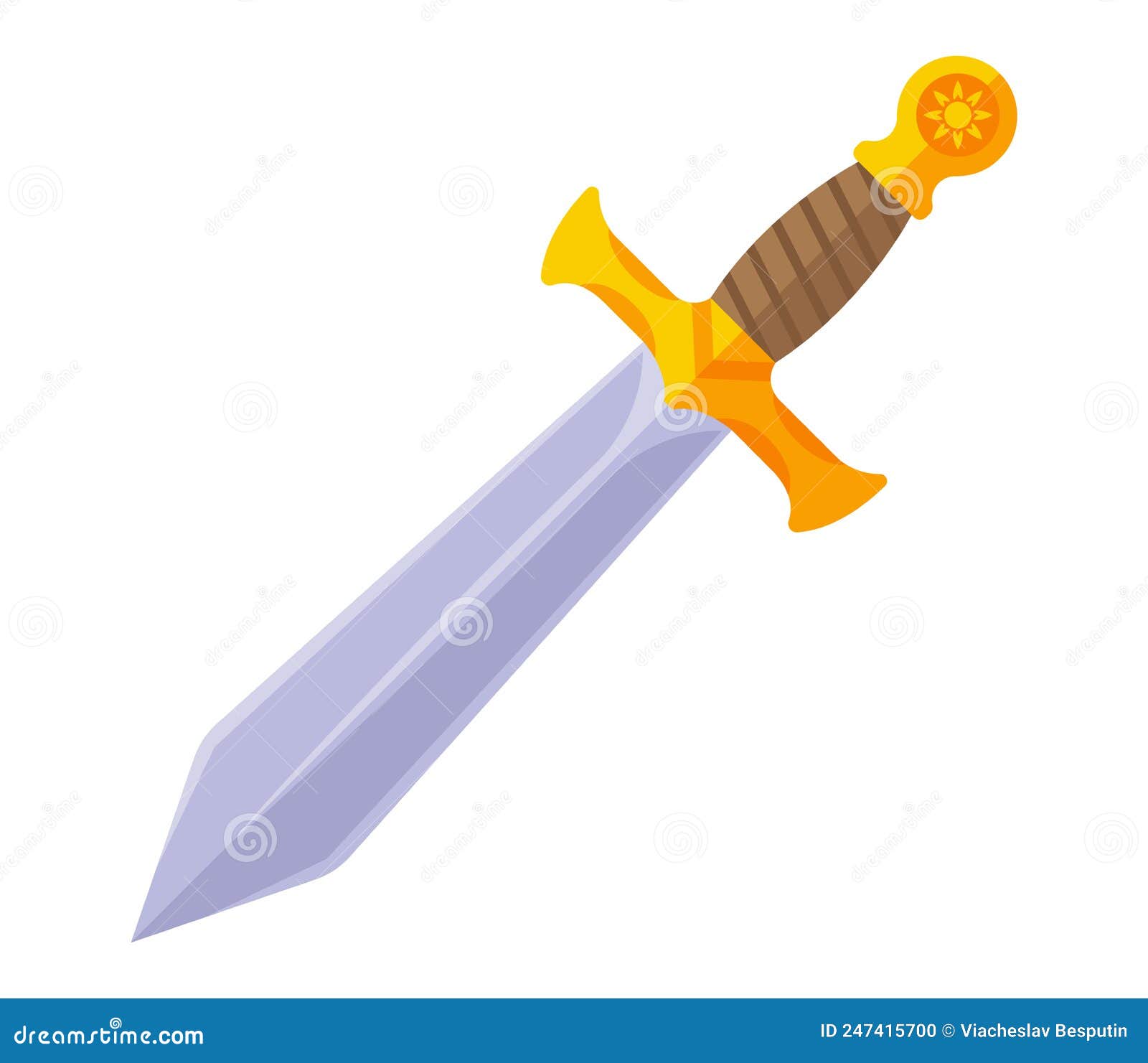 A Long Sword with a Golden Handle from the Middle Ages. Stock Vector ...