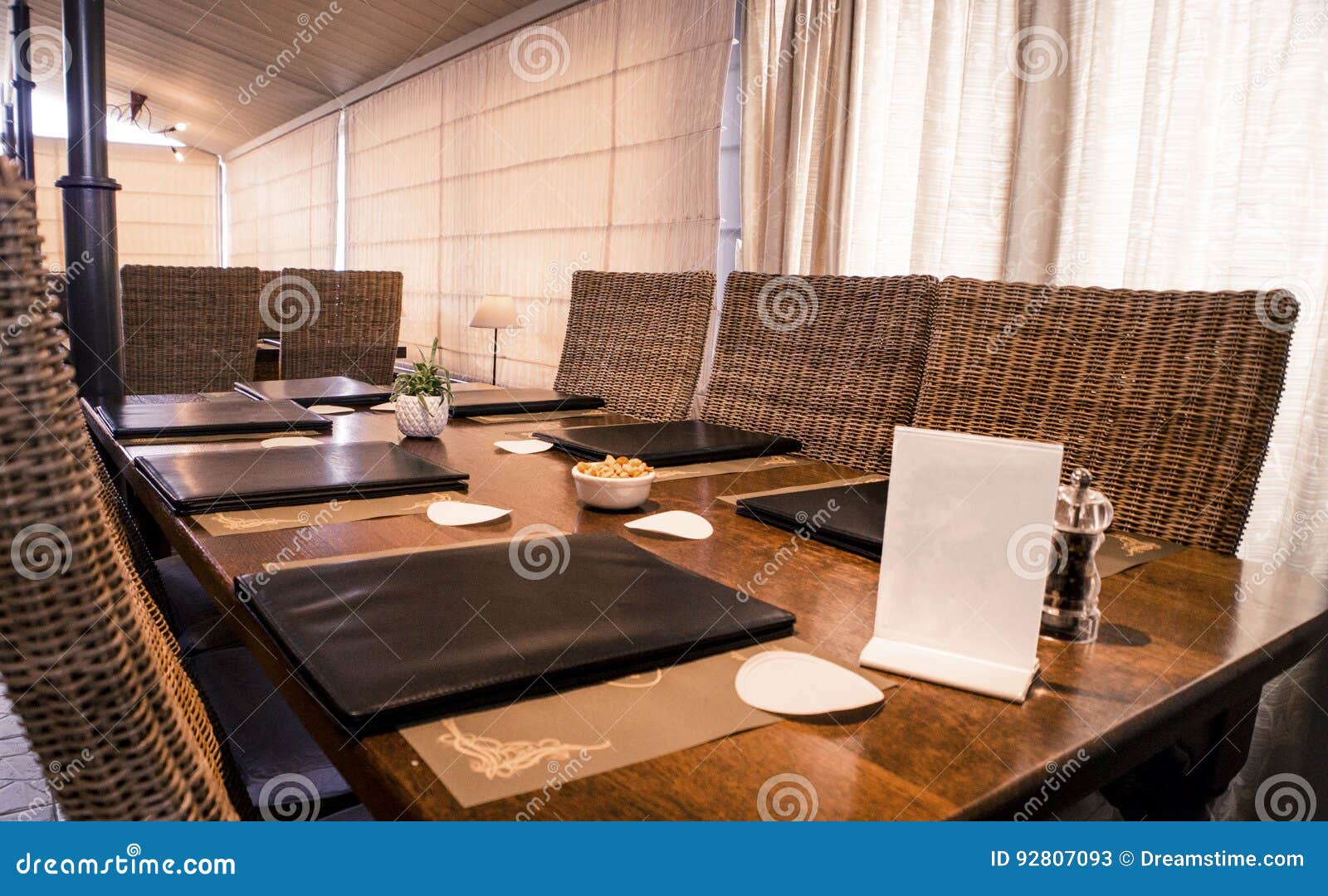 Long Table with Restaurant Menu`s Stock Image - Image of lounge, menus ...