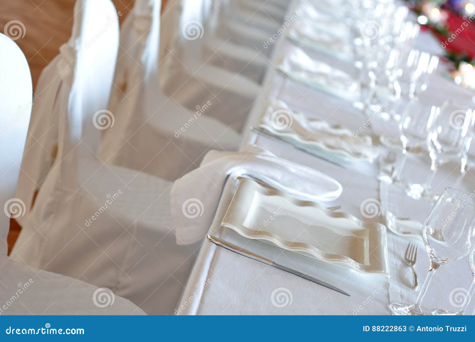 Long table set for feast stock image. Image of flatware - 88222863