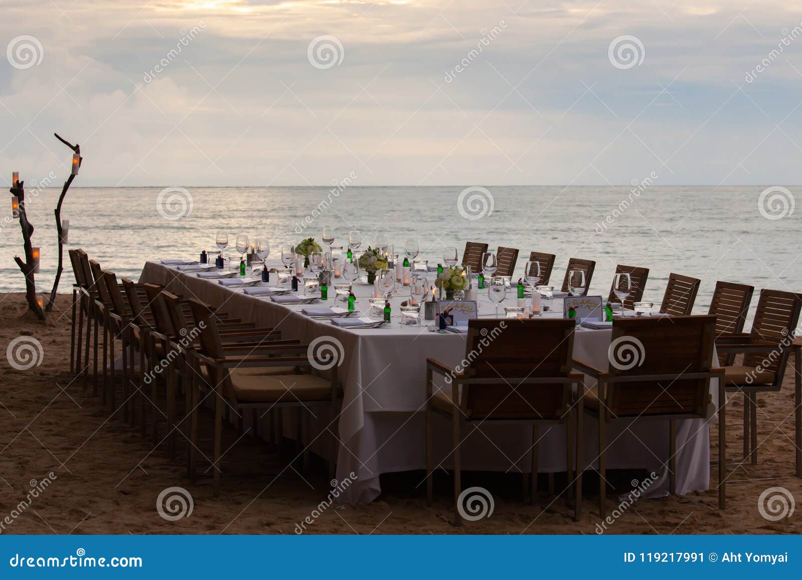 Long Table Wedding Dinner Setup. Stock Image - Image of setup ...