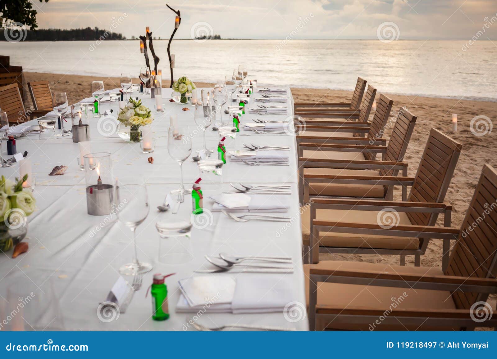 Long Table Wedding Dinner Setup. Stock Image - Image of decoration ...