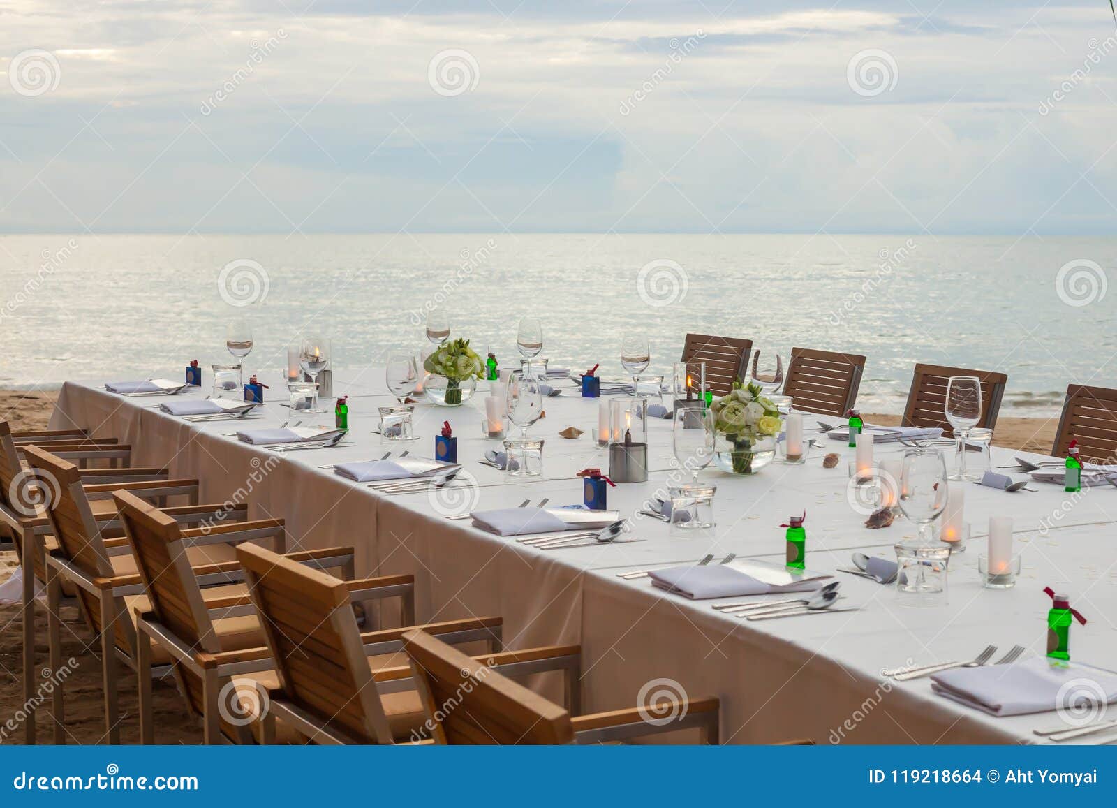 Long Table Wedding Dinner Setup. Stock Photo - Image of marriage, dine ...