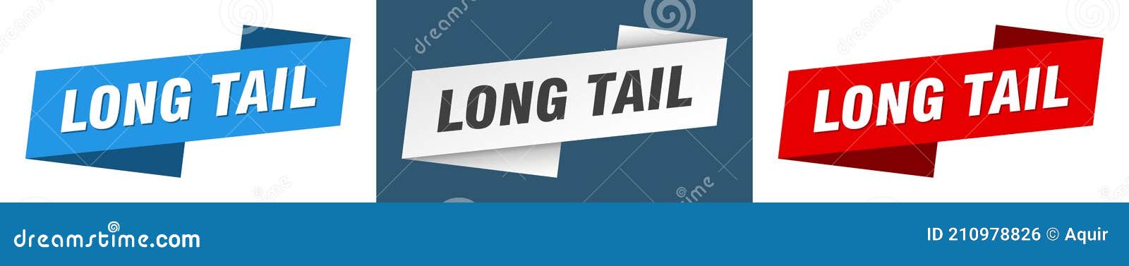 Long Tail Banner. Long Tail Ribbon Label Sign Set Stock Vector ...