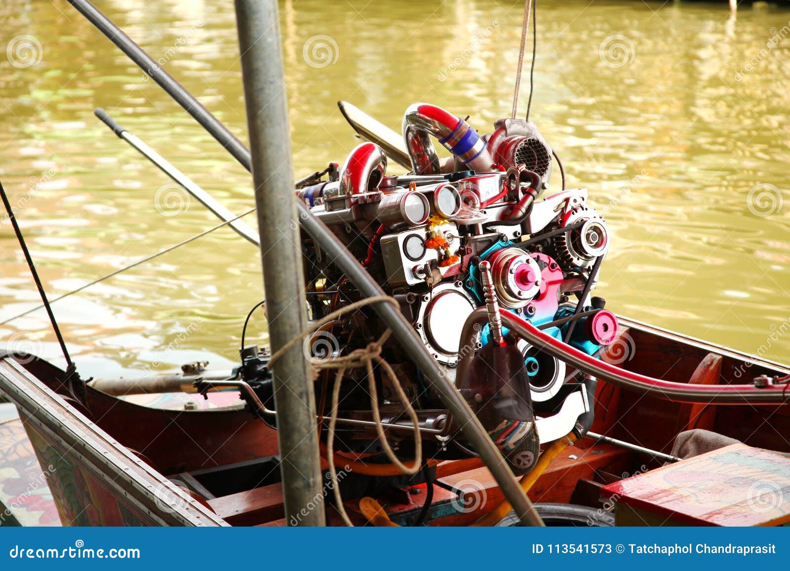 Boat engine scene. stock image. Image of asia, longtail - 113541573