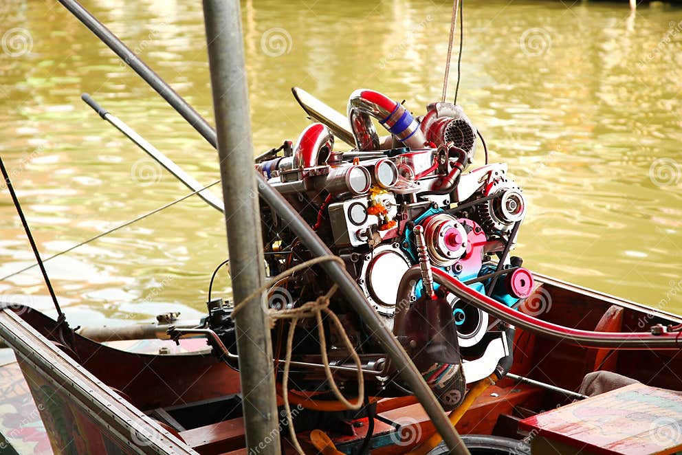Boat engine scene. stock image. Image of asia, longtail - 113541573
