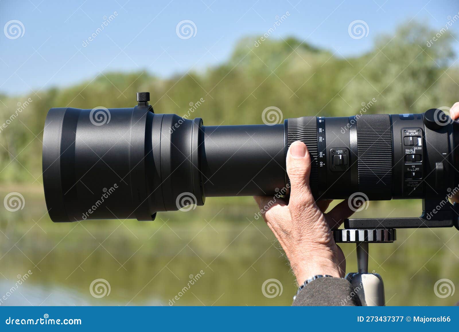 Long Telezoom Photo Lens on a Tripod Stock Image - Image of lens, black ...