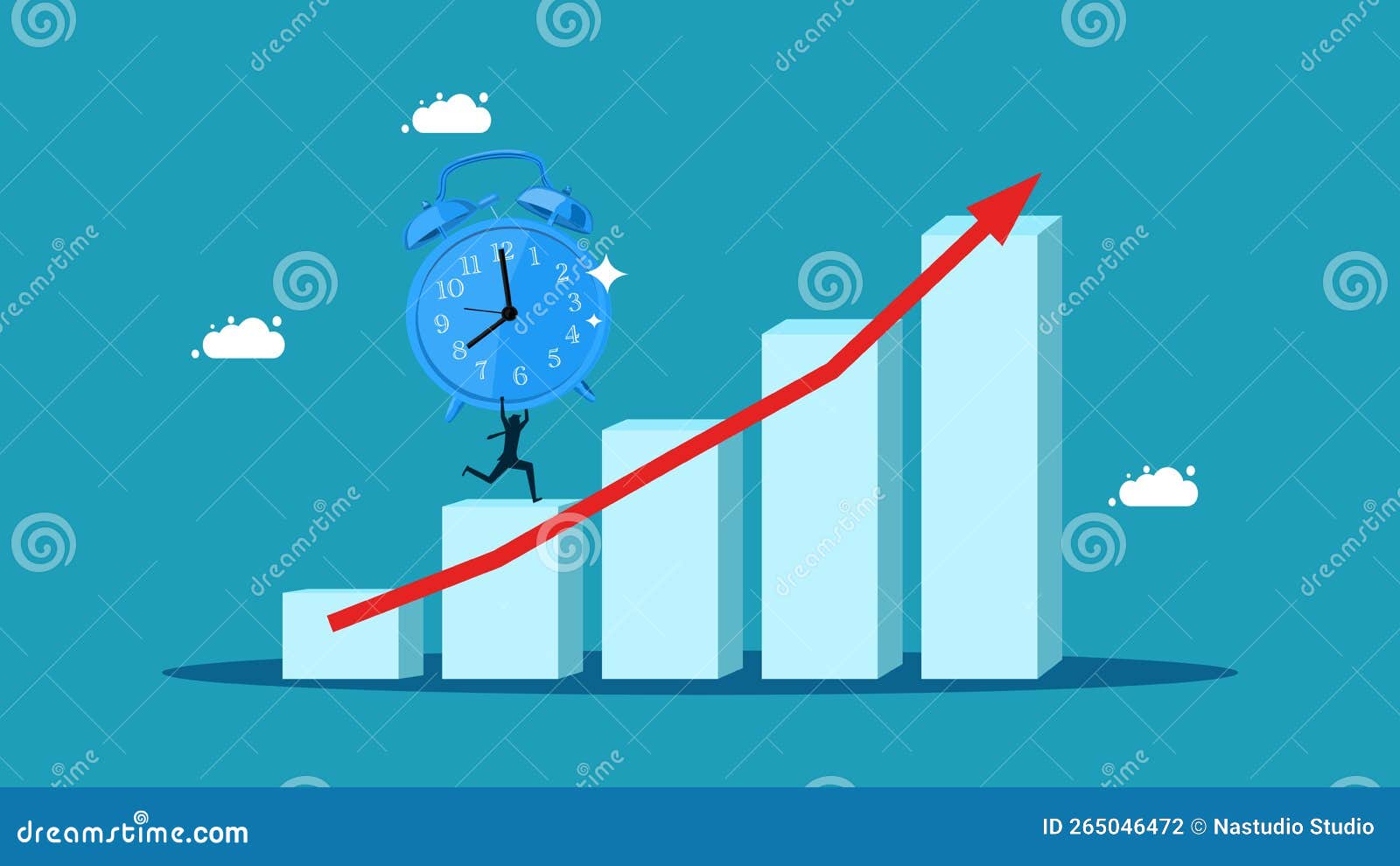 Long Term Investment for Growth. Businessman Holding Clock on Growth ...
