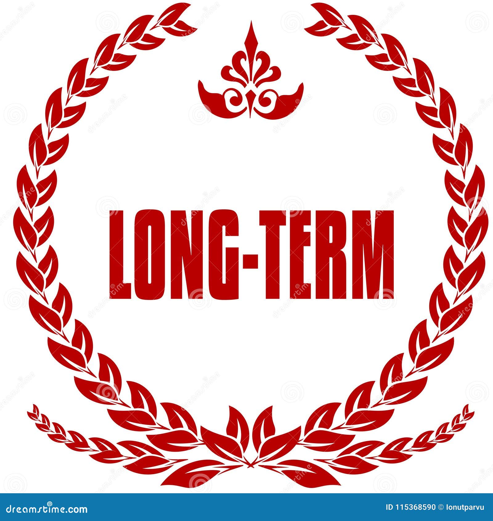 LONG TERM Red Laurels Badge. Stock Illustration - Illustration of type ...