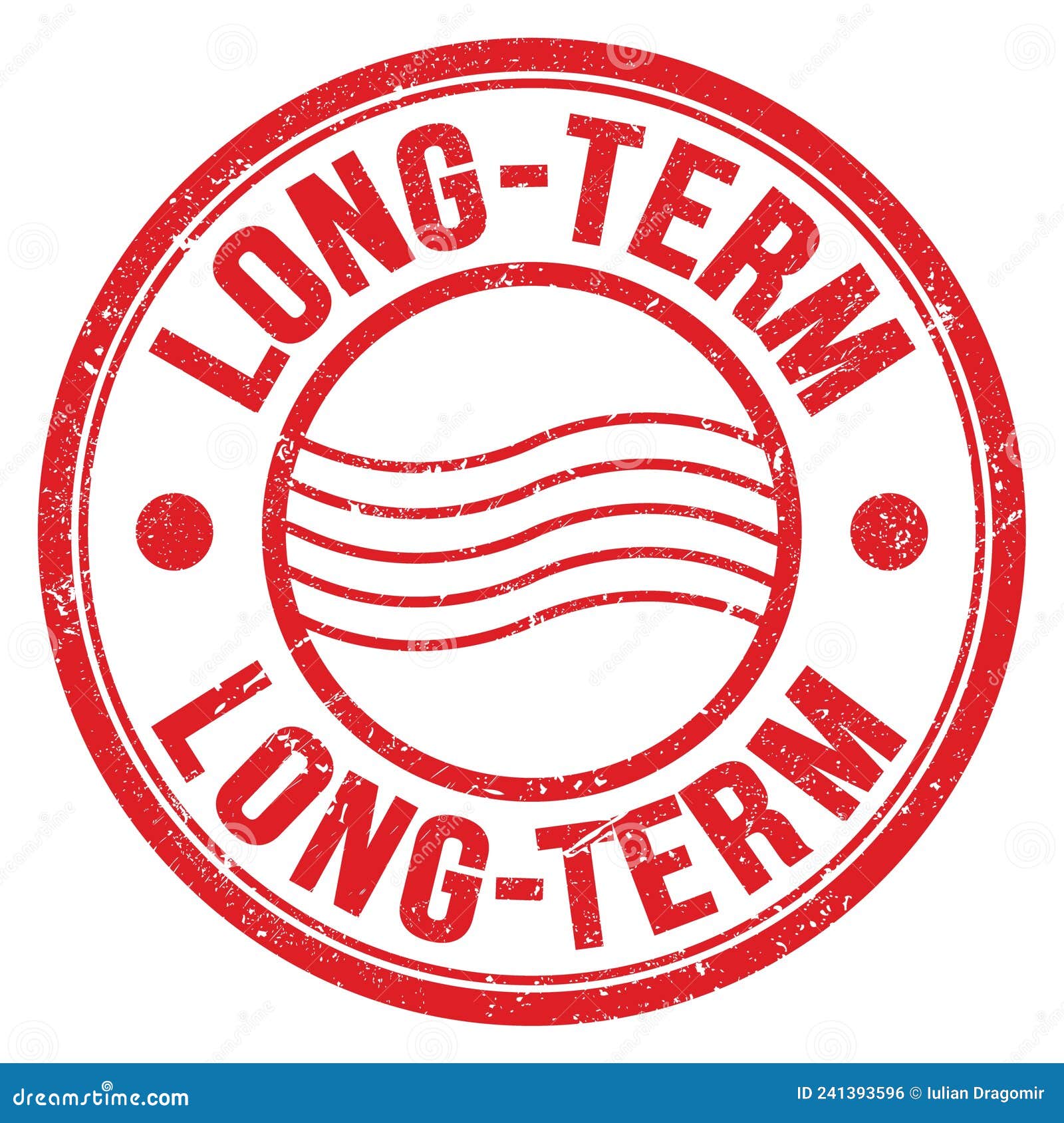 LONG-TERM Text Written on Red Round Postal Stamp Sign Stock ...