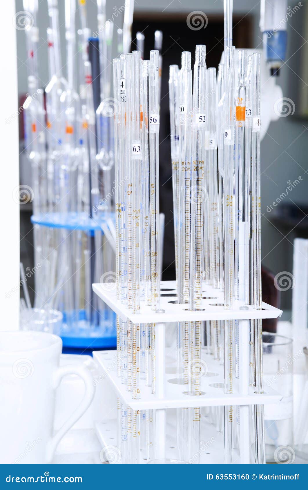 Long Test Tubes On Laboratory Background. Stock Image | CartoonDealer ...