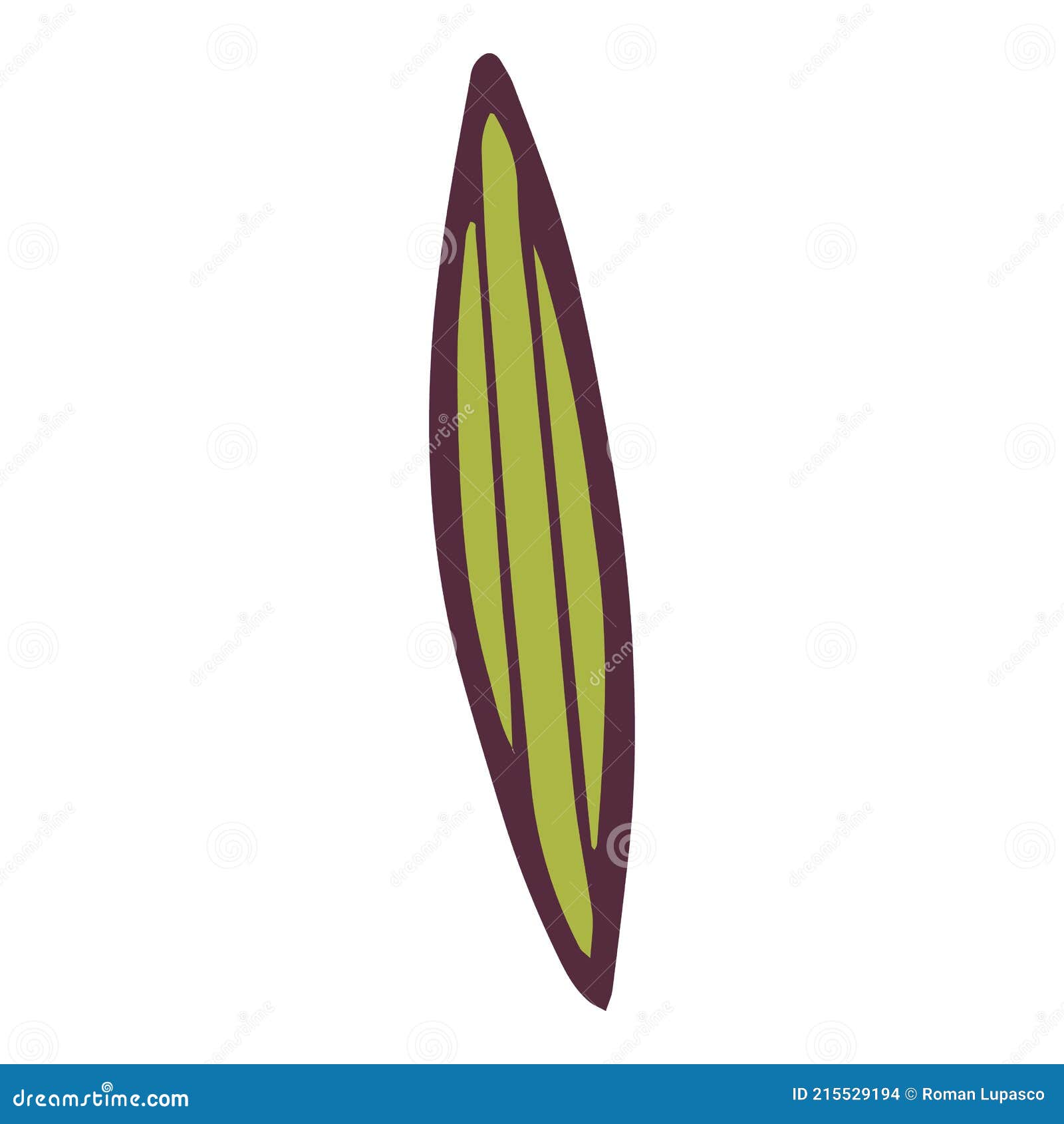 Long Thin Leaf Icon, Hand Drawn and Outline Style Stock Vector ...