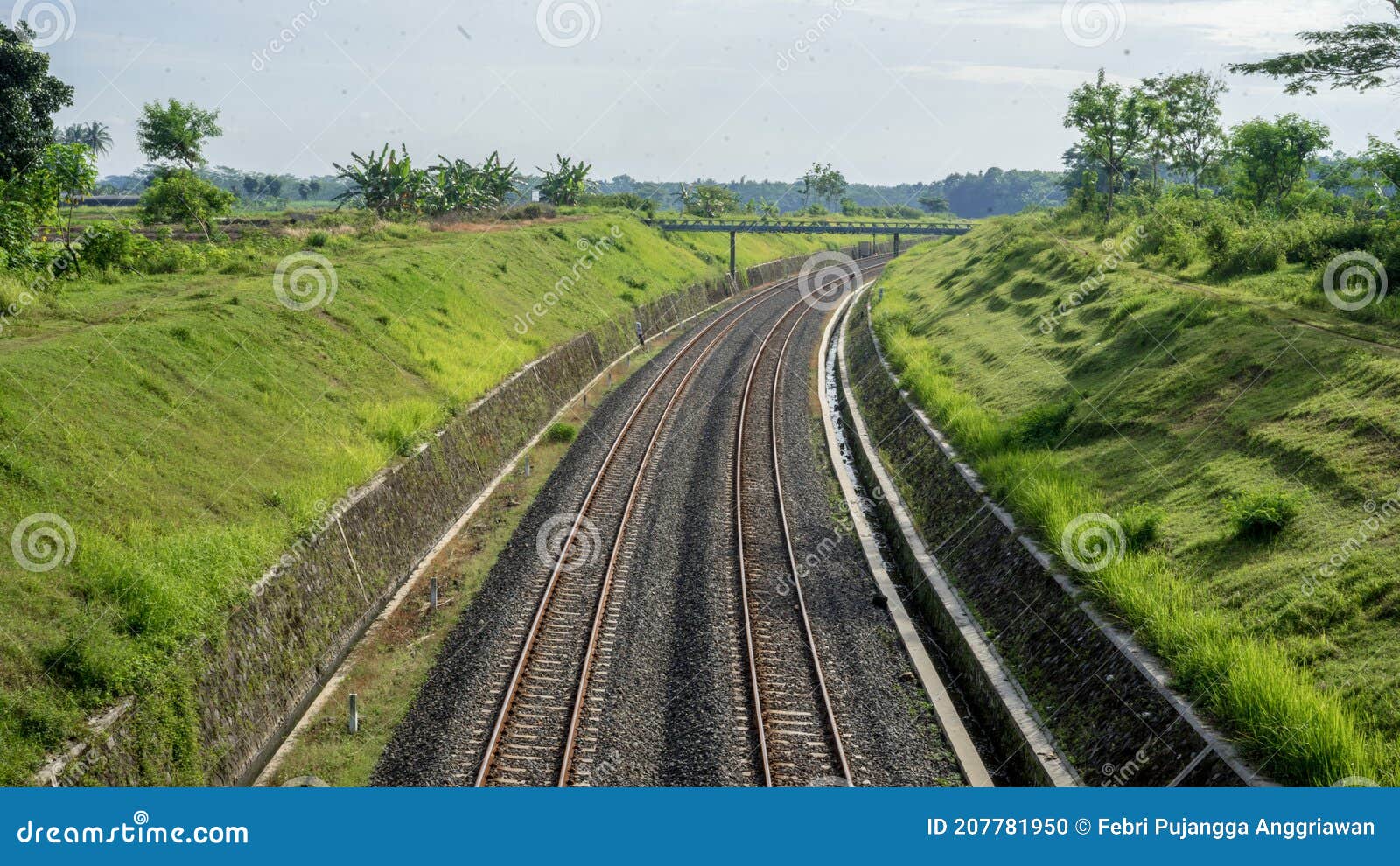 Long Track Railway Transportation Stock Photo - Image of field, train ...
