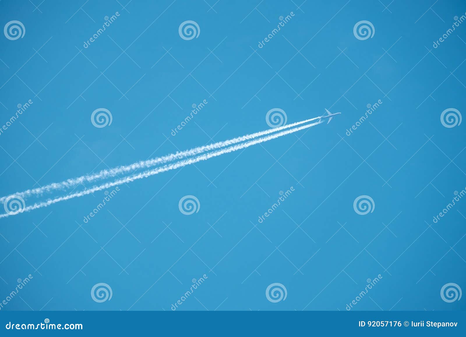 Trail of Jet Plane on Blue Sky Stock Photo - Image of trace, journey ...