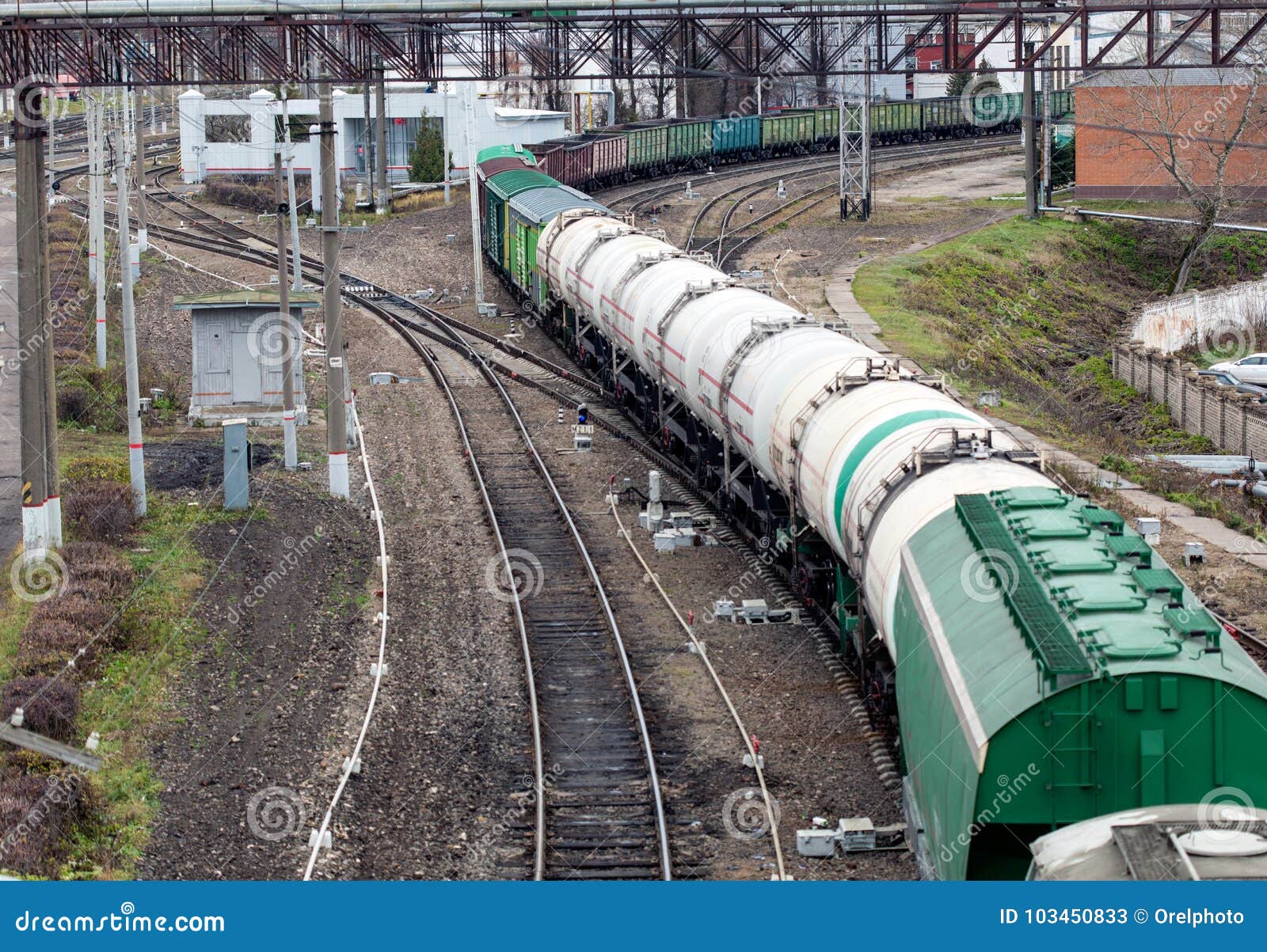 A Long Train with Cargo Containers and Wagons Stock Image - Image of ...
