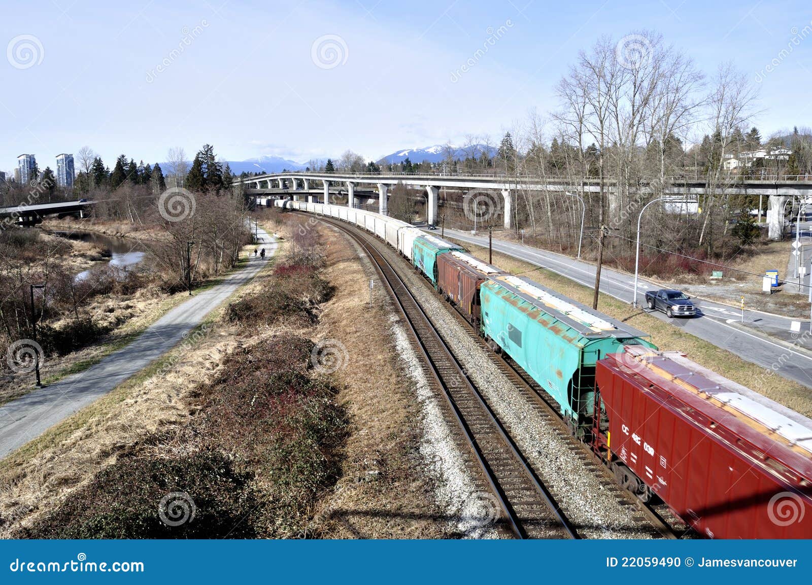 Long Train Transportation of Cargoes Stock Photo - Image of goods ...
