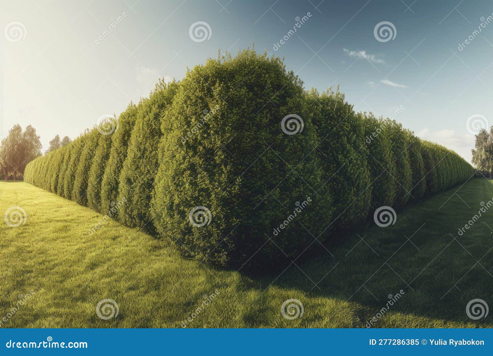 Long Tree Hedge. Generate Ai Stock Illustration - Illustration of concrete, leaf: 277286385