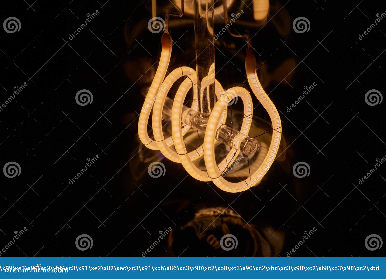 Long Tube-shaped Edison Lamp, Bulb, Black Background. Stock Image ...