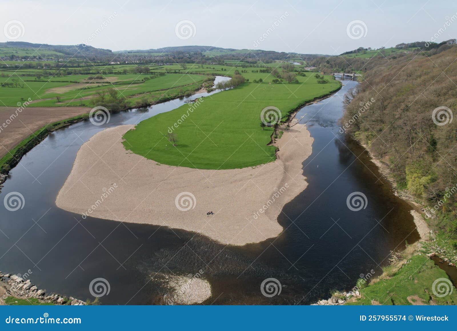 Long Two Sided River Scenery Surrounded with Trees and Greenlife Stock ...
