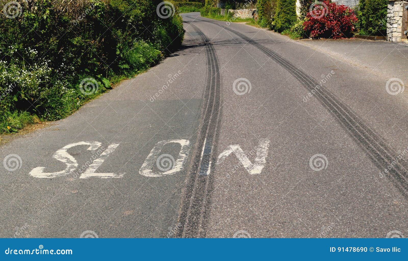 Long tyre track stock photo. Image of tire, speed, traffic - 91478690