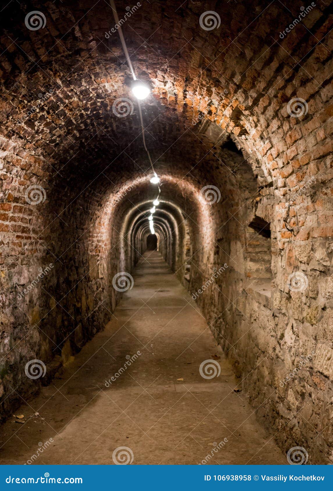 Long Underground Brick Tunnel Angle Shot Stock Photo - Image of passage ...