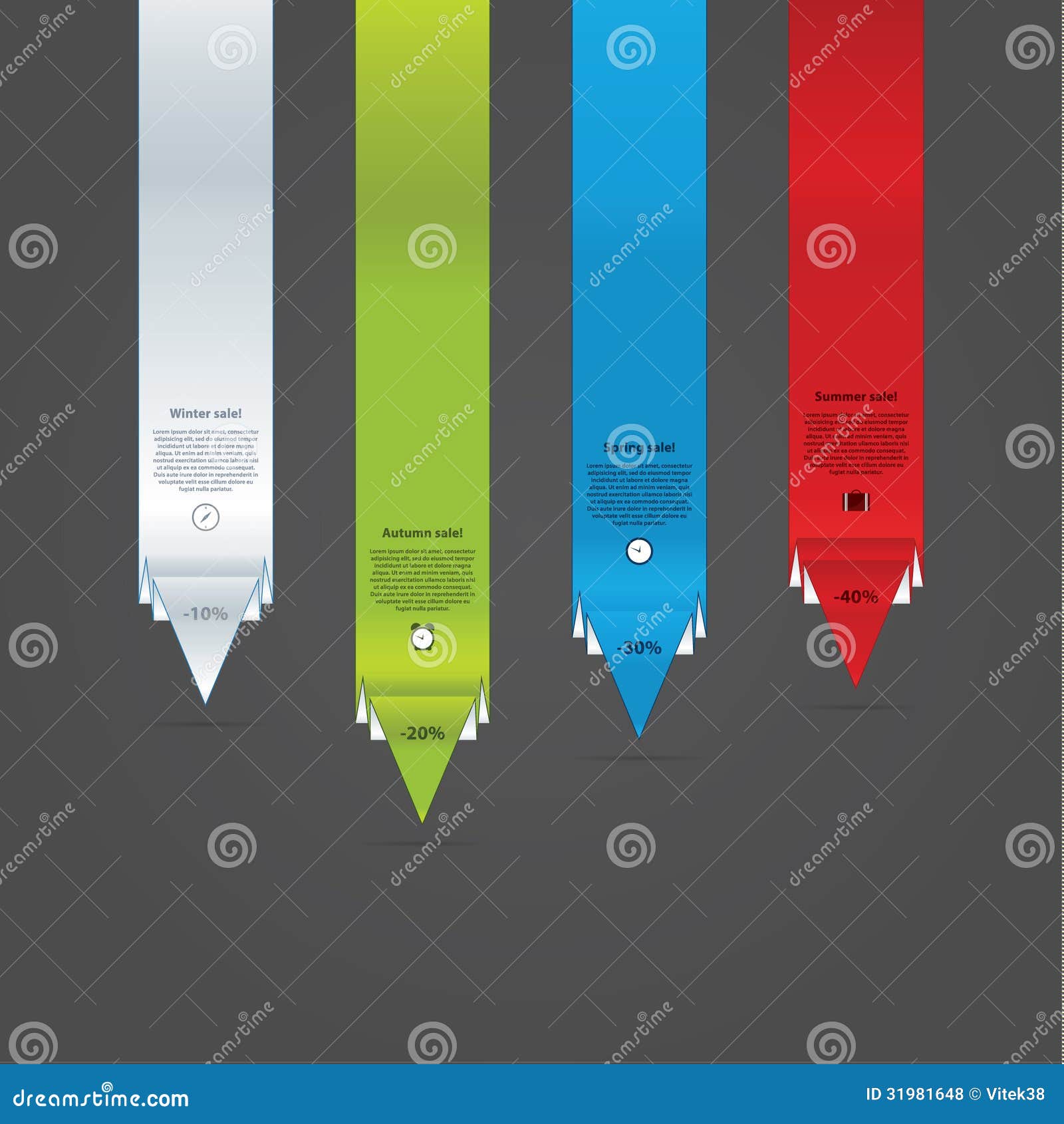 Long Vector Pointers. Four Modern Design Arrow Pointers With Much Space ...
